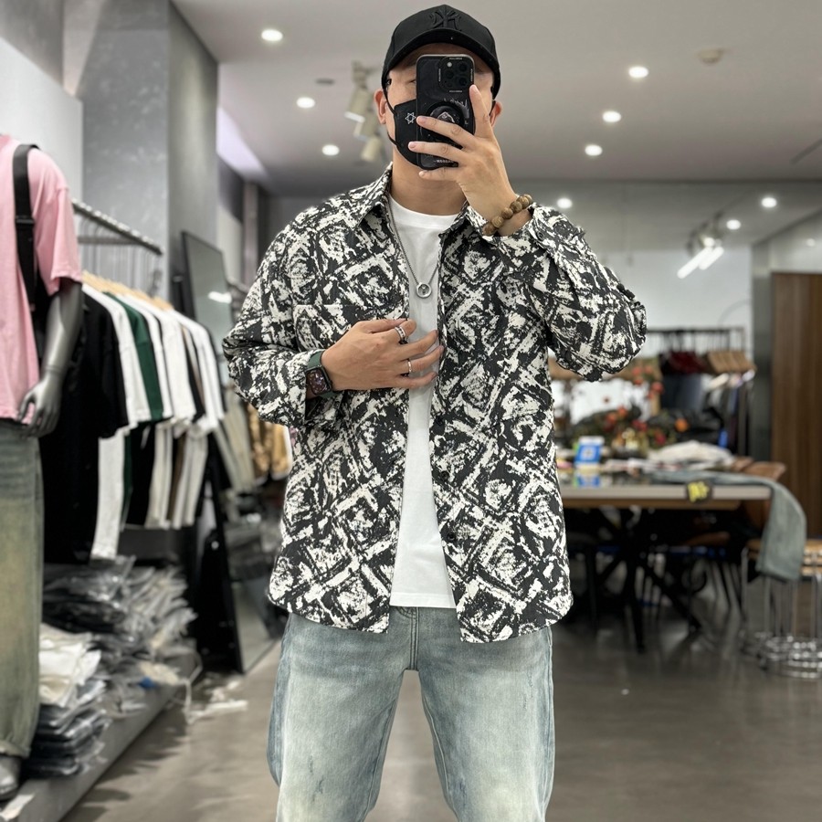 Trendy Handsome Ritty Packet Men's American lapel Wearing a tide brand boys net red shirt jacket