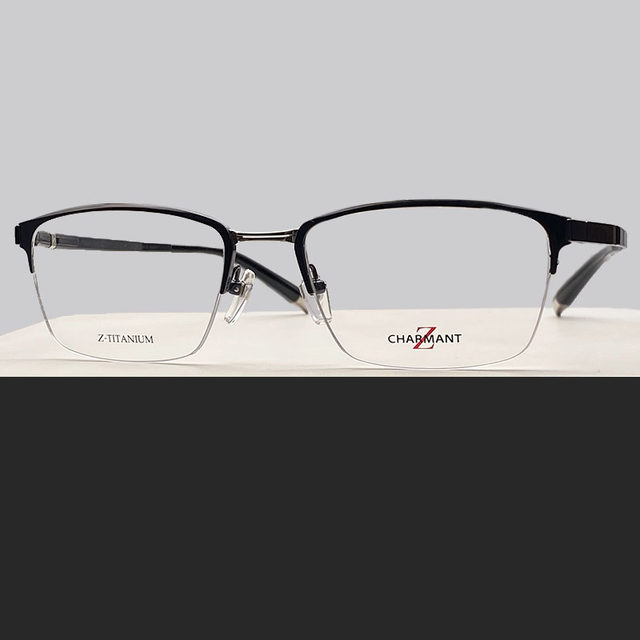 CHARMANT Charmon Z Titanium Frame Men Half Frame Business Classic Plaid ...