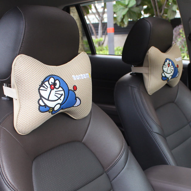 Cute Cartoon Car Seat Pillow Breathable Ice Silk Mesh Car Headrest Four ...