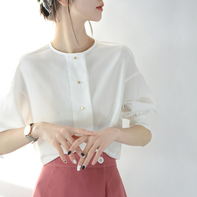 TRR summer cool and breathable round leader cotton white shirt cotton ...