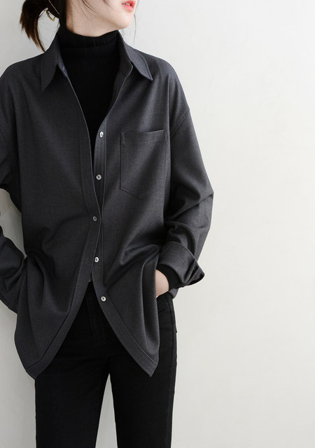 TRR original autumn and winter thick and warm high-end dark gray off ...