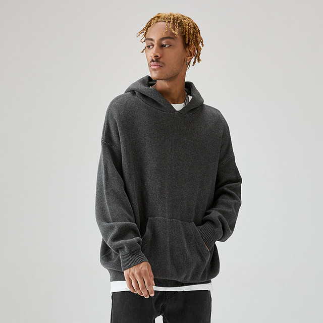 CHINISMCH American heavyweight knit sweater men's trendy brand loose ...