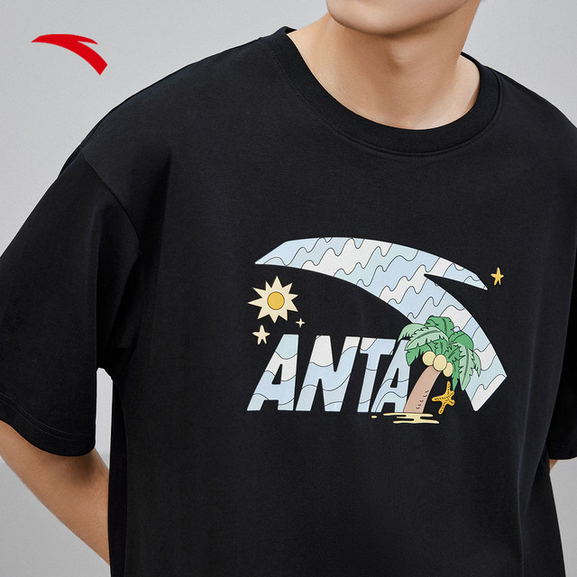 ANTA LOGO printed short-sleeved men's and women's summer new loose ...