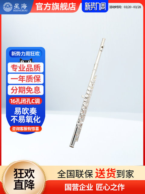 Xinghai flute 120 silver-plated 16-hole C bonds E key XF-100 open and ...