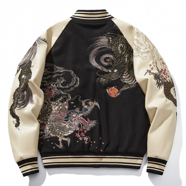 New red dragon embroidered jacket for men and women in the Year of the ...