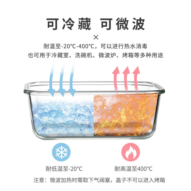 American Corning heat-resistant glass lunch box separated by microwave ...