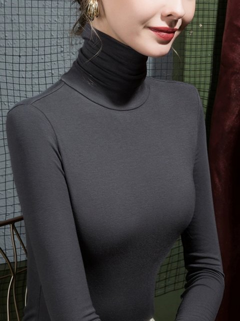 2025 Autumn Modal's high -necked bottom shirt female slim -fitting pile ...