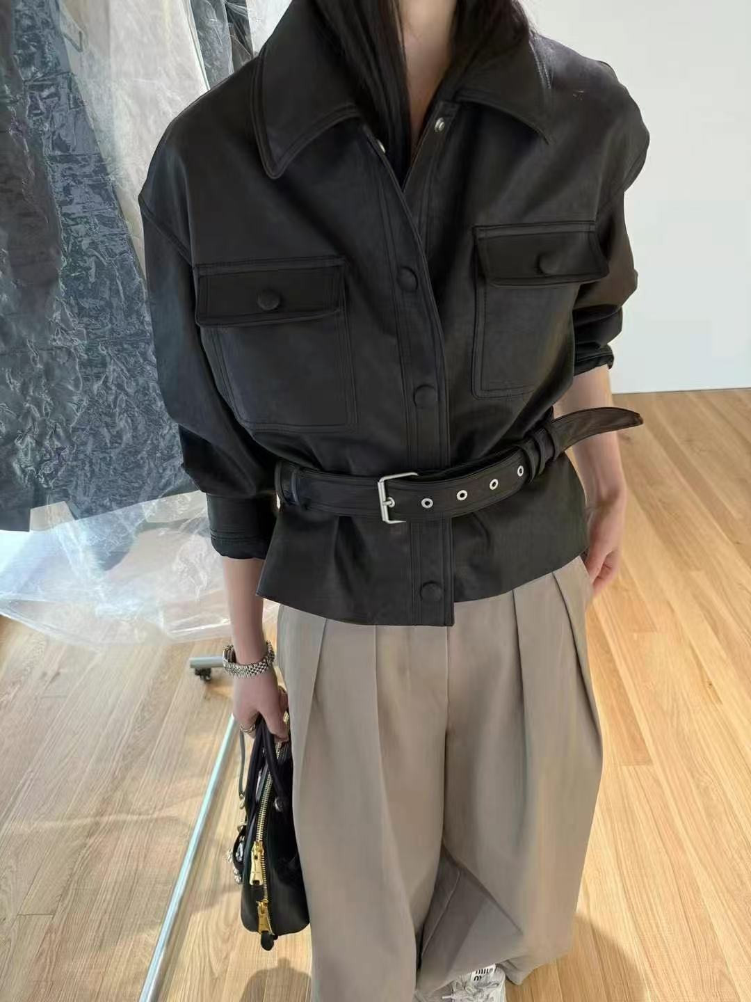 SHINE European high-quality plant protein leather belt lapel waist ...