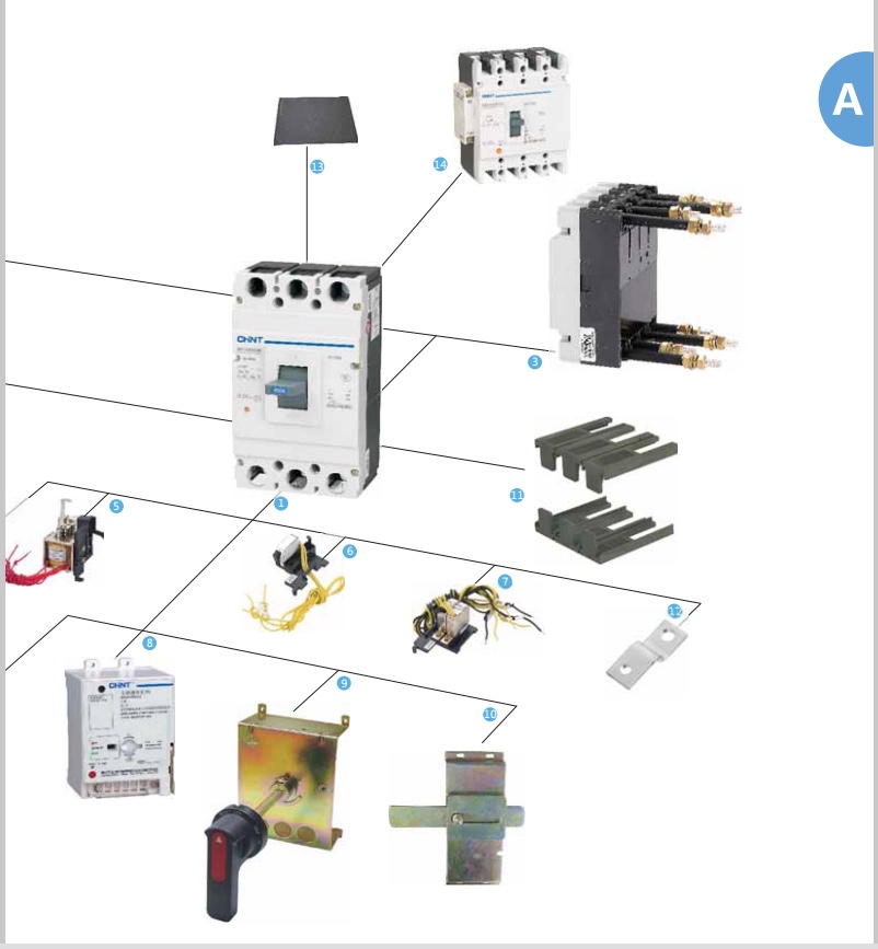 Zhengtai plastic case circuit breaker NM1 air switch 100A63A125A160A250A400A630A200A3P4P