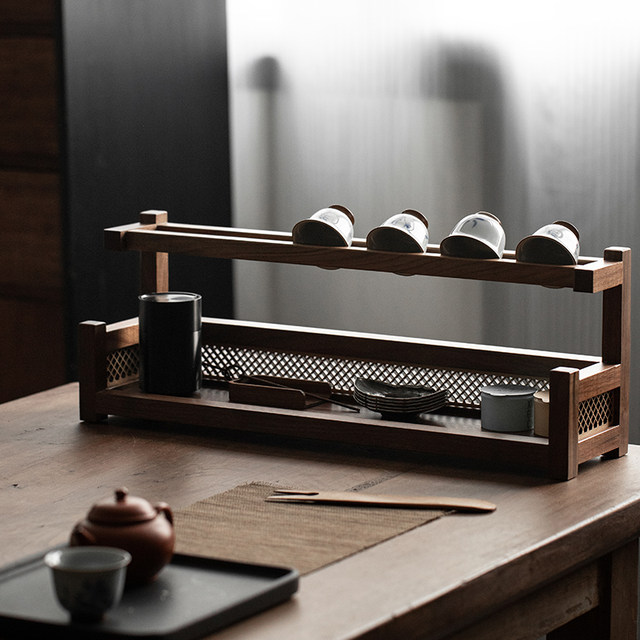 Black walnut purple sand pot display rack solid wood tea set rack new ...