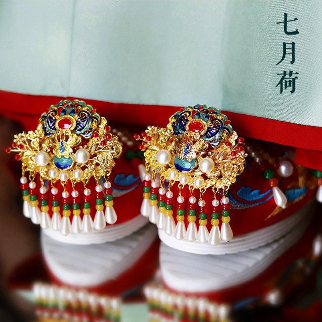 Spot July Lotus Custom Handmade Xiuhe Wedding Shoes Hanfu Chinese Bride ...