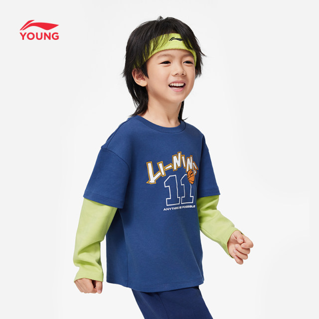 Li Ning fake two-piece long-sleeved T-shirt 2024 new spring and autumn ...