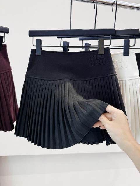 American retro hair pleated skirt female 2024 autumn and winter new A -line short skirt female ...