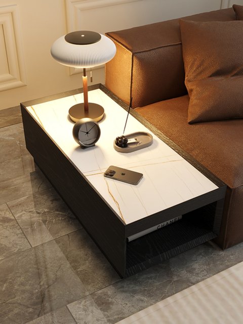 Wasabi style sofa side black solid wood middle slit cabinet living room ...