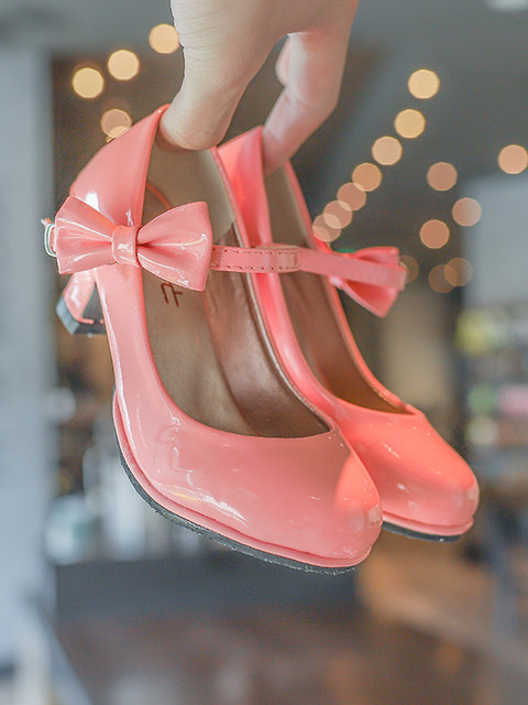 Girls high heels little princess shoes red children's leather shoes ...