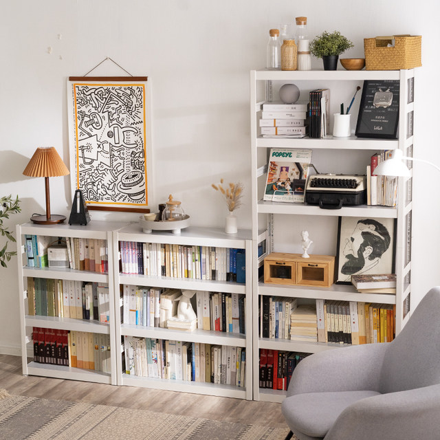 Bookshelf floor card hole simple multi-layer shelf iron bookcase office ...