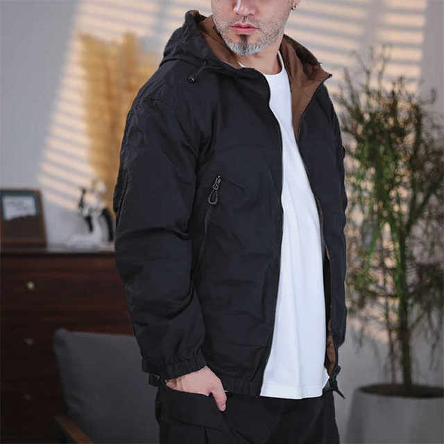 Jackets with contrasting colors, three-proof hooded cardigan, American ...