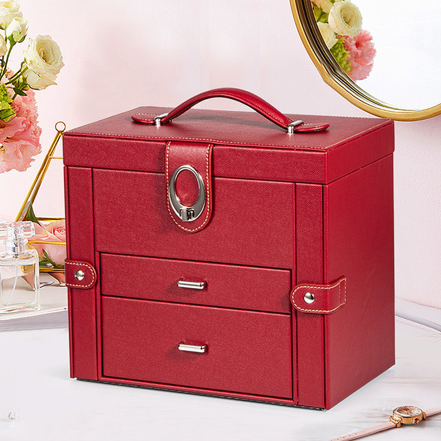 Jewelry box leather jewelry gold light luxury exquisite European ...