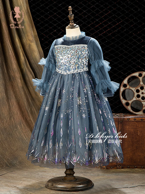 Hi!Fish Girls Elsa Princess Dress Autumn and Winter Children's Dress ...