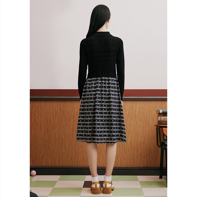 PSALTER Psalm 2023 Spring Mulberry Silk Jacquard Striped Knitted Skirt ...