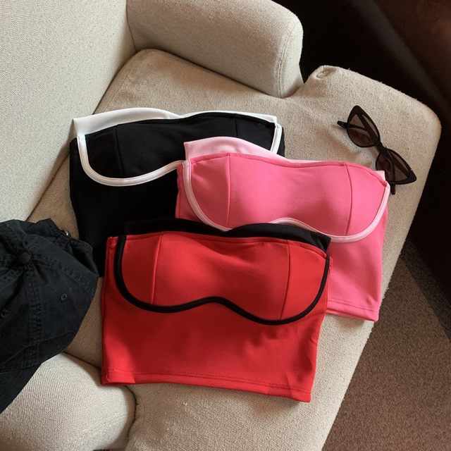 Sweet and hot girl air layer tube top female autumn sexy outside ...