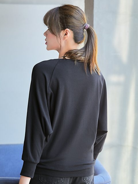 Pure cotton loose base shirt spring new style fat mm solid color long ...