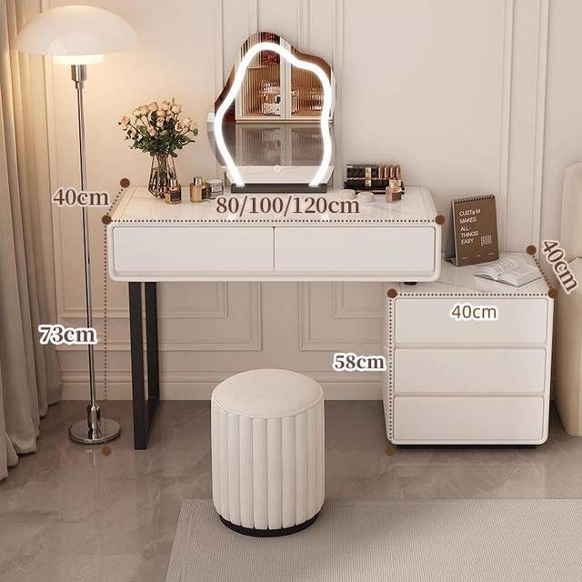Cream style solid wood slate dressing table modern small bedroom simple ...