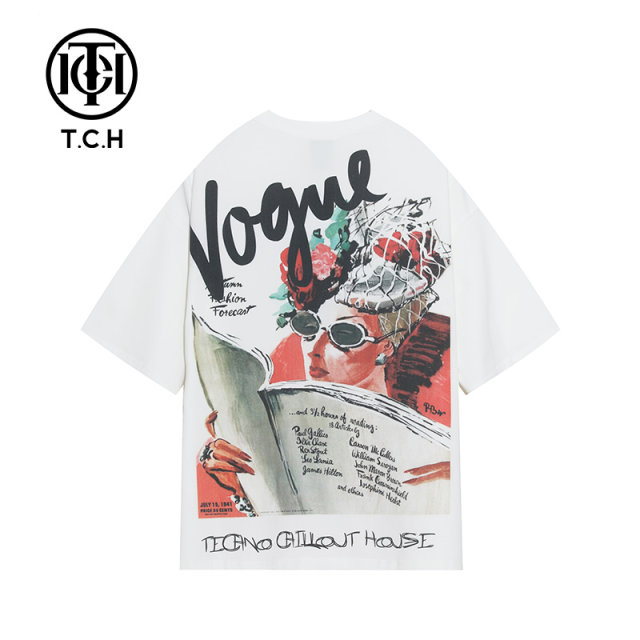 TCH light luxury trendy brand beauty printed loose men's and women's T ...