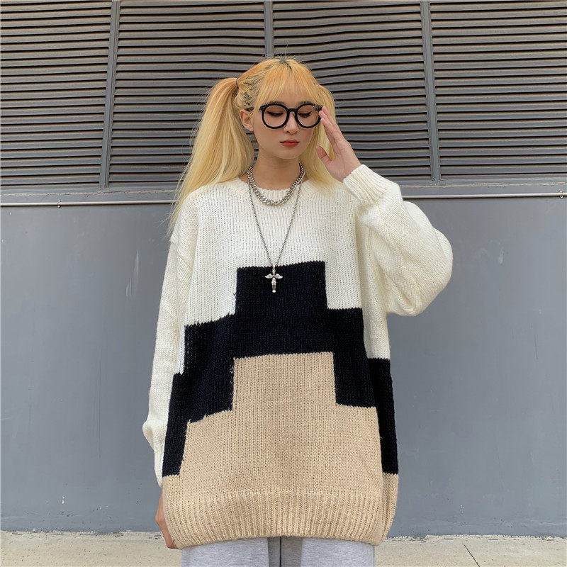 Trendy brand CAVEMPTC.E classic color block sweater Japanese style lazy ...