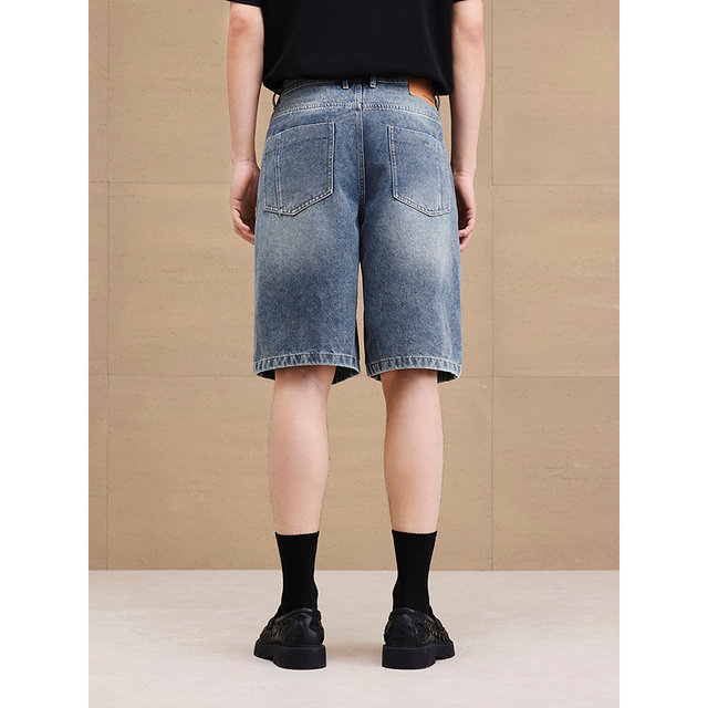 GXG men's clothing classic blue washing jeans split design commuter shorts men's pants 2025 ...