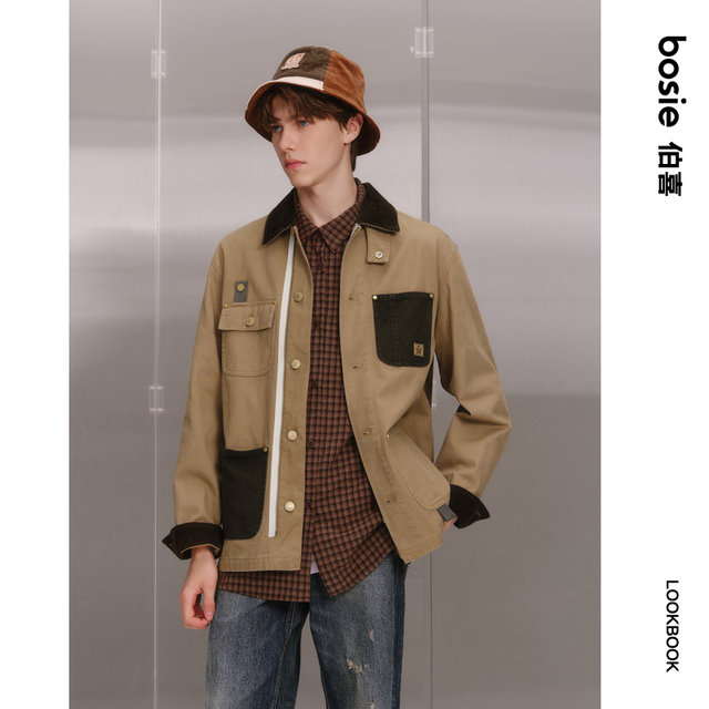Bosie Spring And Autumn Retro Washed Jacket Mens Couple Retro