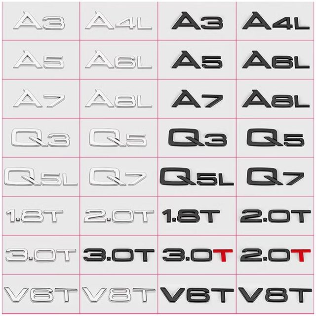Audi mid -net black car logo A4L A6L tail label RS displacement ...