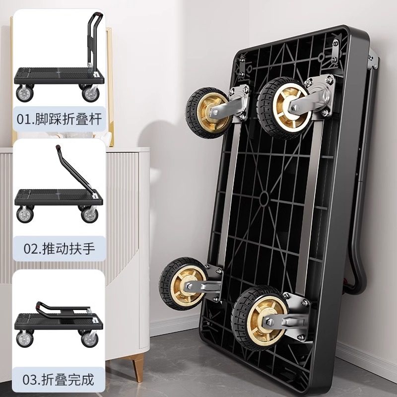 Chanpu Folding Portable Cart - Plastic Flatbed Hand Truck