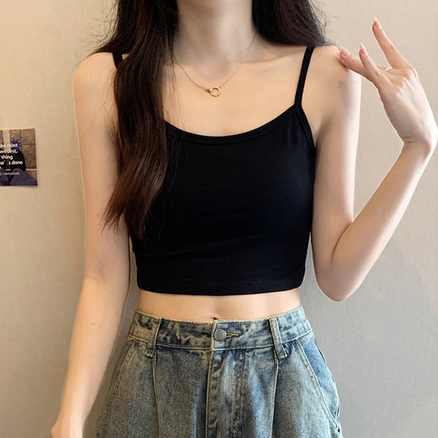 Black short camisole for women 2024 new summer inner layering, slim fit ...
