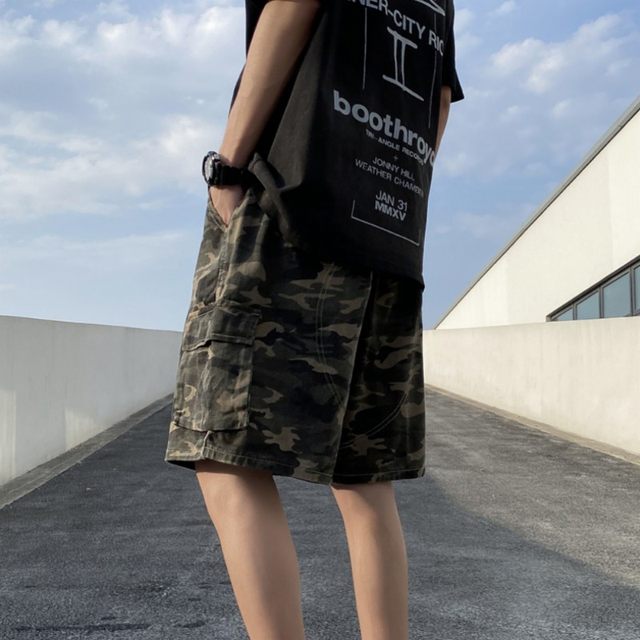 American retro tooling shorts men's summer trendy brand loose all-match ...