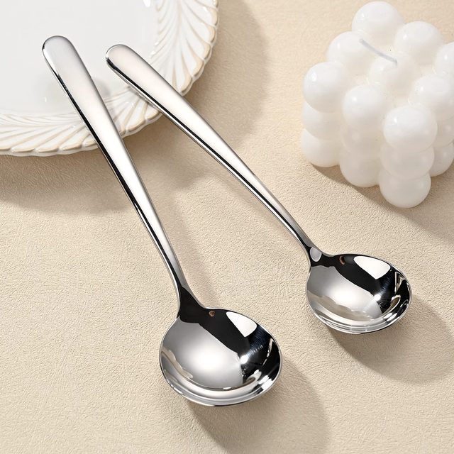 Food grade 316 stainless steel large spoon household high-end round ...