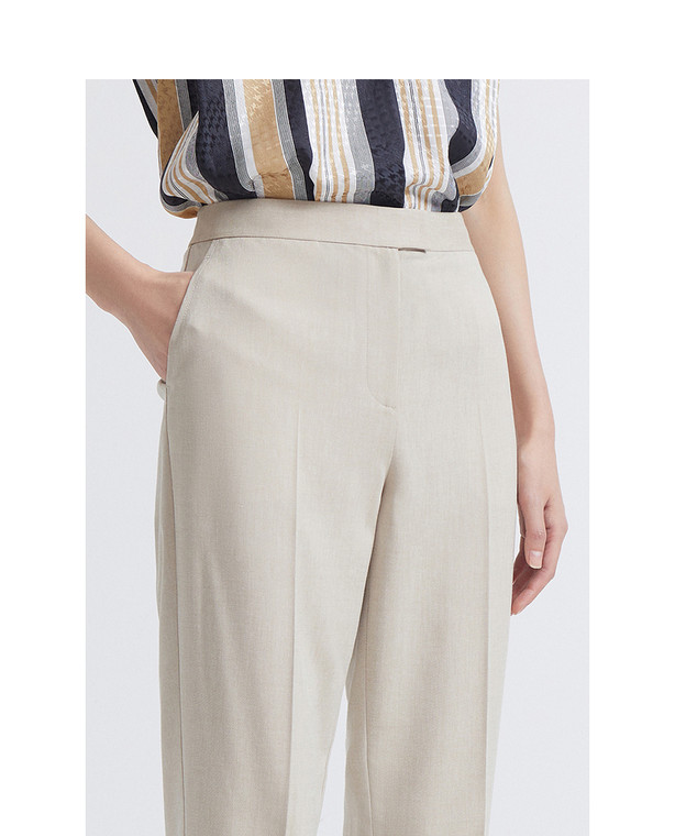 INSUN Eunshang summer hemp texture neutral color small-foot suit pants