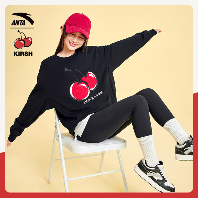 Anta KIRSH joint model 丨 big cherry pullover plus velvet sweater women ...