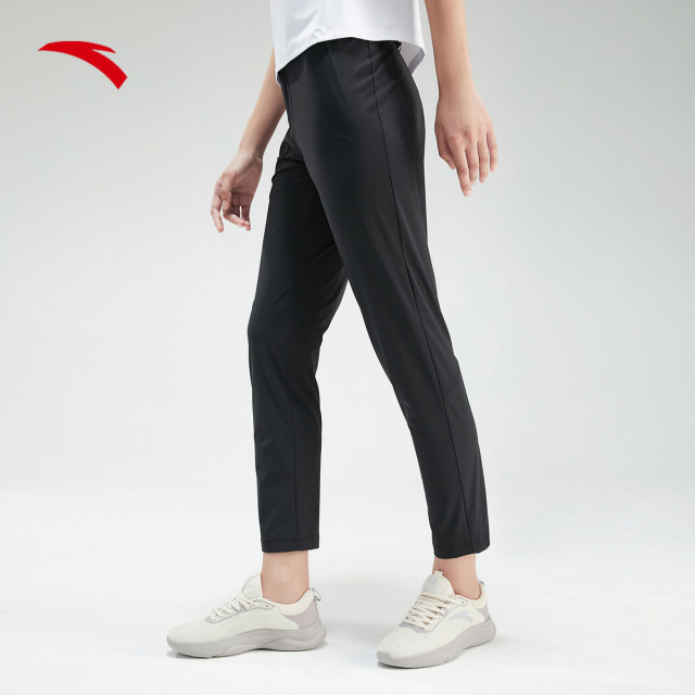 Anta Ice Silk Pants丨Woven Sports Pants Women's Autumn New Slim Black ...