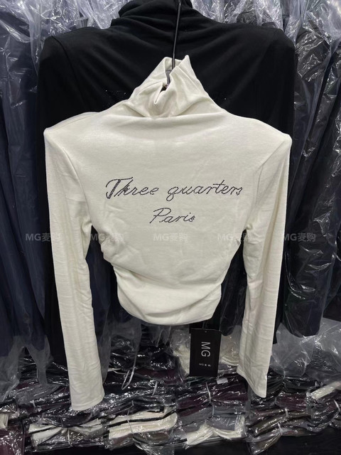 MG Mai Purchase new semi -high -collar letters hot drill, long -sleeved ...