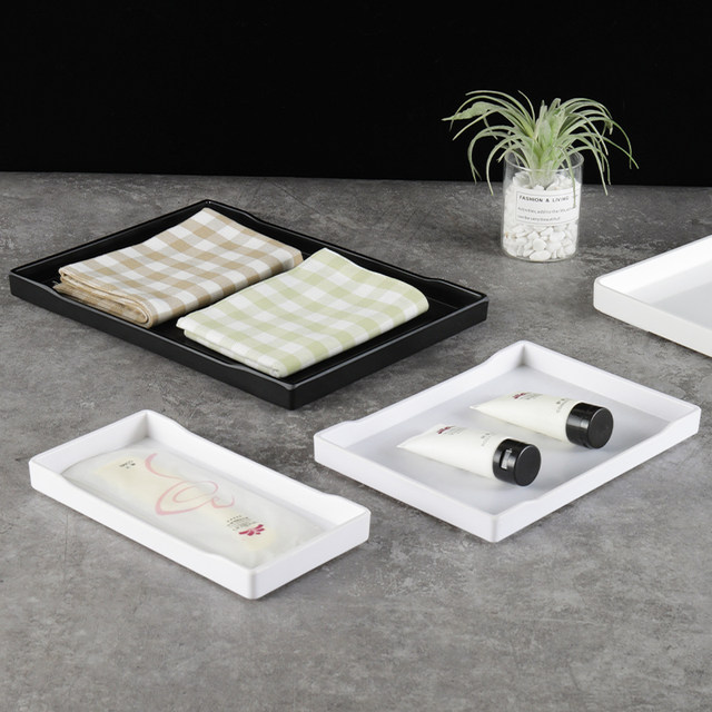 Hotel Rectangular Tea Cup Tray Imitation Wood Grain Room Plastic Tray ...