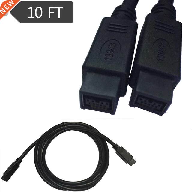 Black IEEE 1394 Firewire 800 to Firewire 800 Cable, 9 Pin/9P