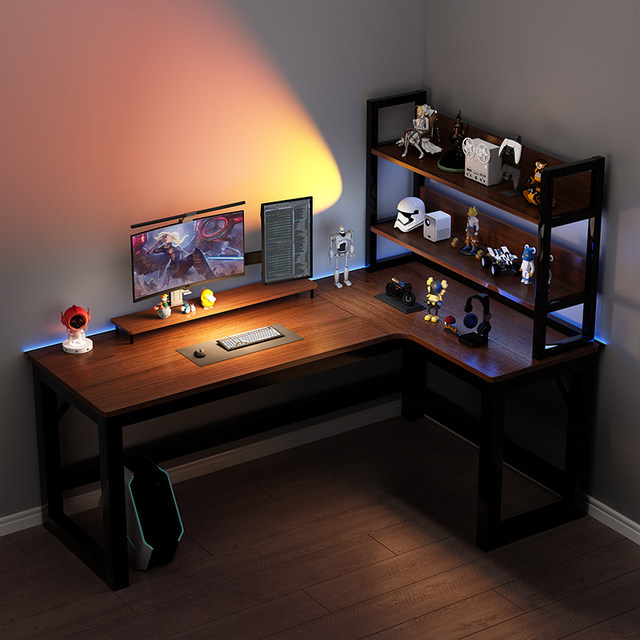 Corner gaming table computer table desktop home desk bookshelf bedroom ...