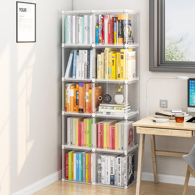 Simple bookshelf floor-standing dust-proof children's desktop storage ...