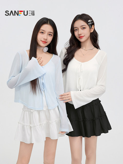 Sanfu Cardigan Summer 2025 New Thin Translucent Texture Band Loose ...