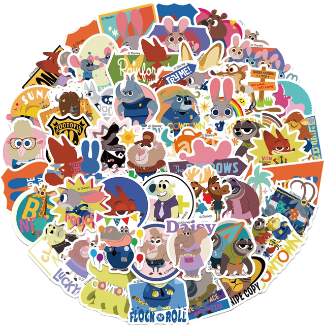 50 Disney Zootopia Cartoon Stickers Laptop Water Cup Guitar Tablet ...
