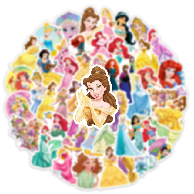50 Cartoon Princess Anime Children’s Stickers Notebook Water Cup Mobile ...