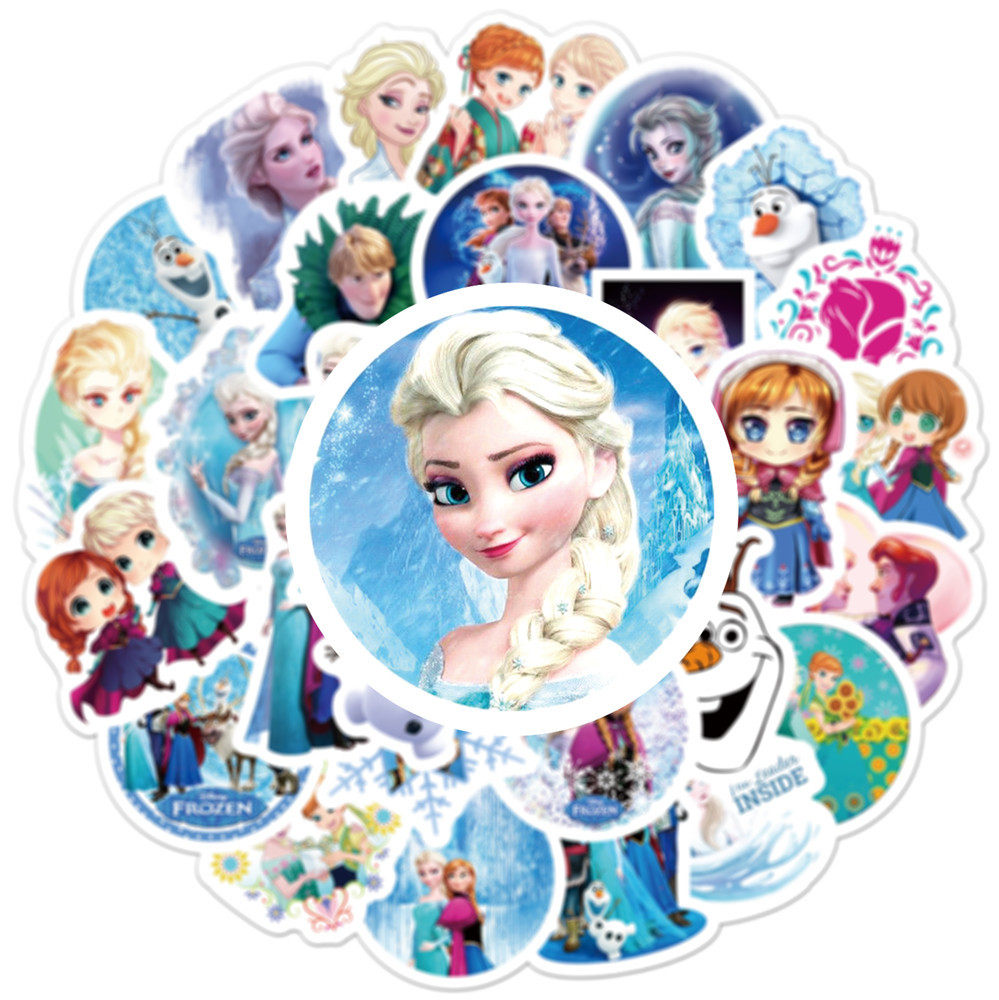 50 Frozen Princess Elsa Cartoon Stickers Notebook Water Cup Mobile ...