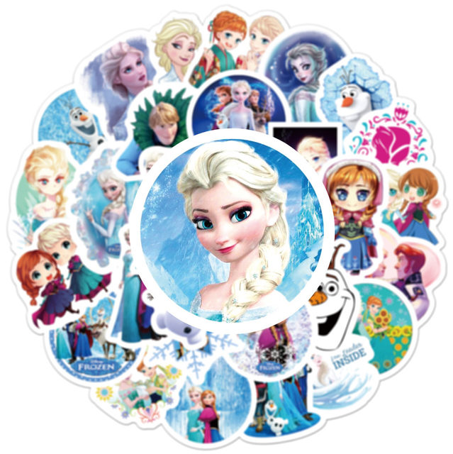 50 Frozen Princess Elsa Cartoon Stickers Notebook Water Cup Mobile ...