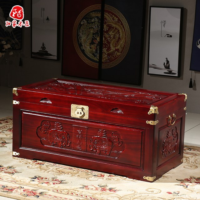 Camphor wooden box wedding box companion box retro solid wood storage ...